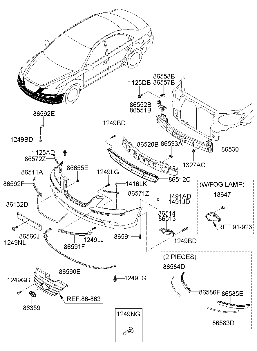 86583-3K710 Moulding-Front Bumper Upr,Lh Hyundai | YoshiParts
