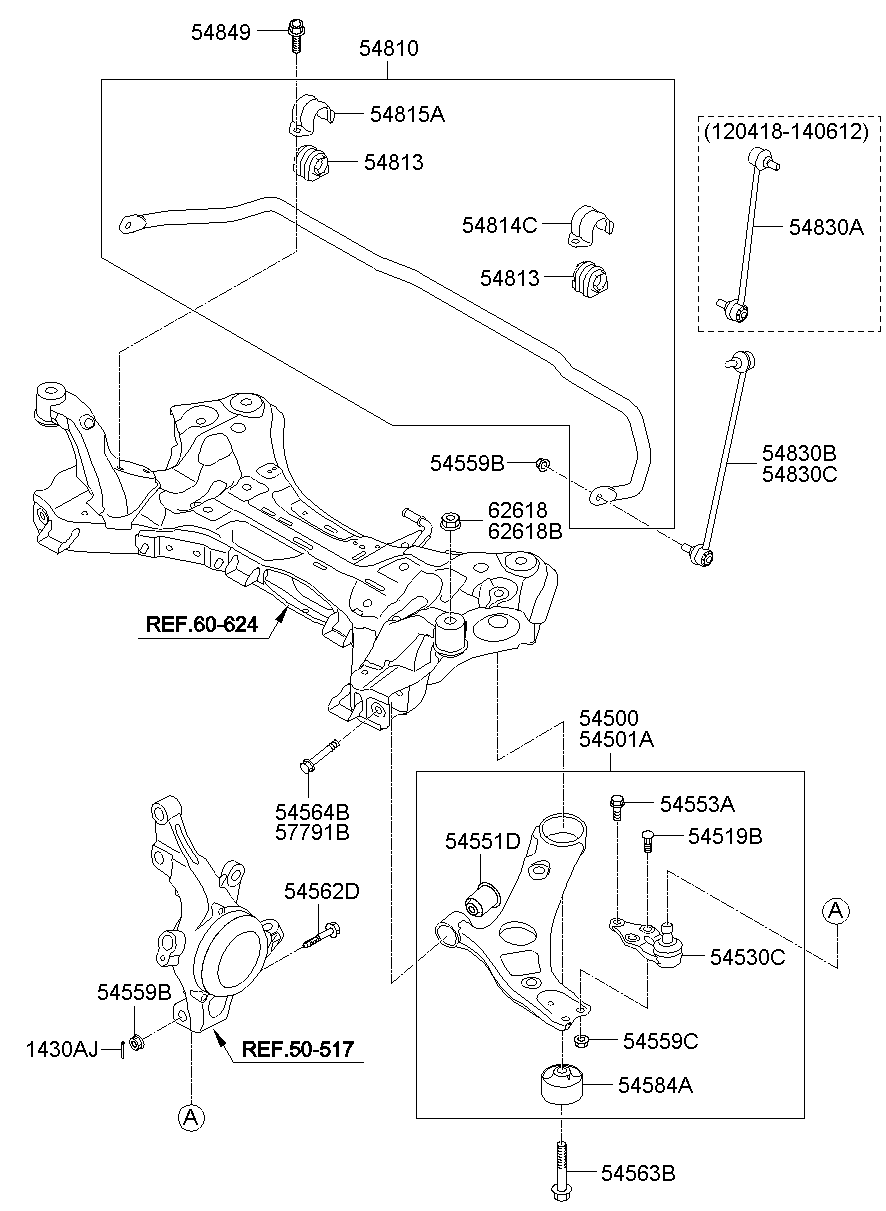 54830-3Q000 Link Assy-Front Stabilizer Hyundai | YoshiParts