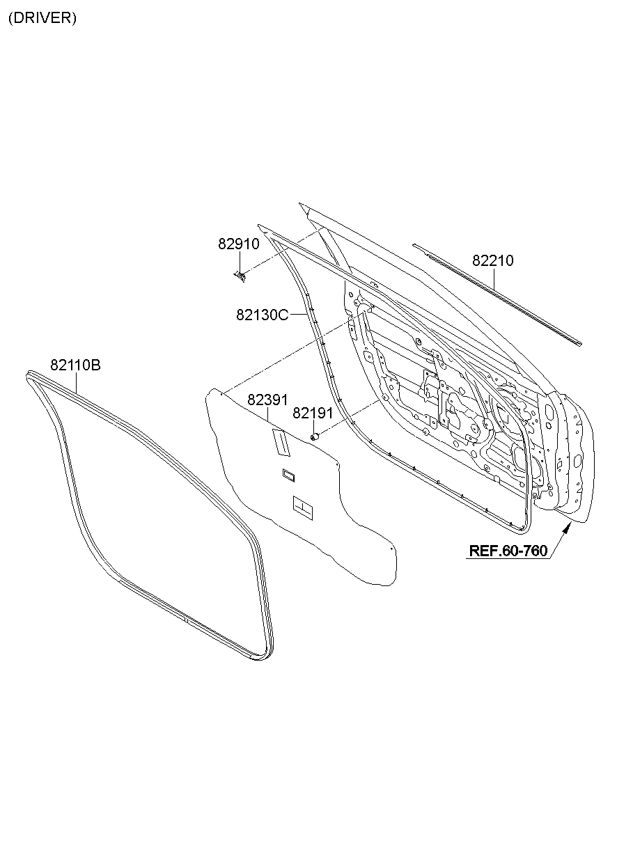 82210-2V001 W/Strip Assy-Fr Dr Belt O/S Lh Hyundai | YoshiParts
