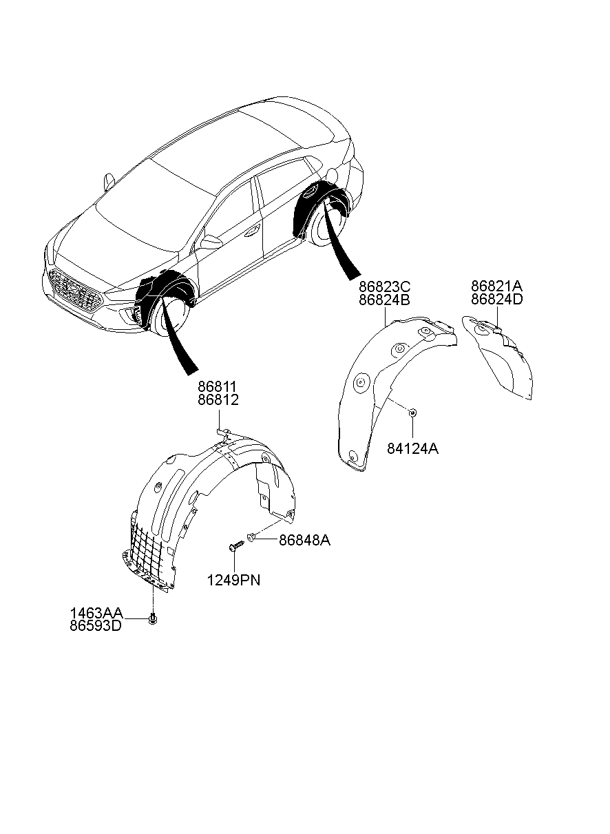 86821-G2000 Guard Assy-Rear Wheel Rear,Lh Hyundai | YoshiParts