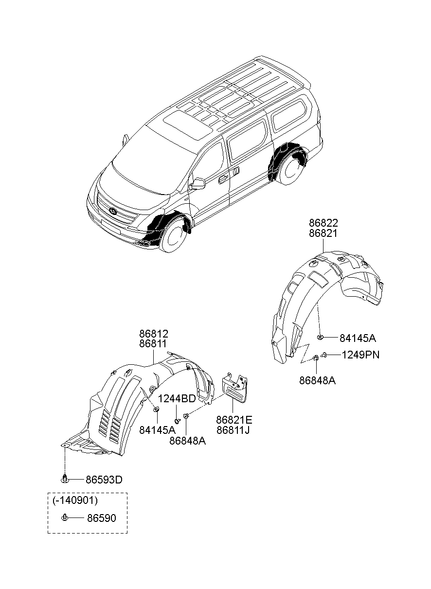 86810-4H000 Guard Assy-Front Wheel,Lh Hyundai | YoshiParts