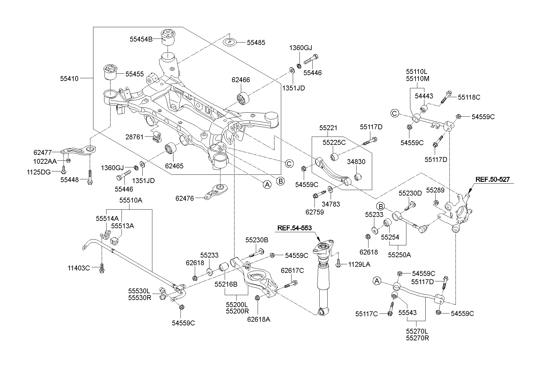 55540-2M000 Link Assy-Rear Stabilizer,Rh Hyundai | YoshiParts
