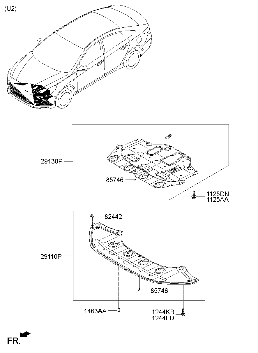 29130-C1500 Panel-Under Cover,Engine Hyundai | YoshiParts