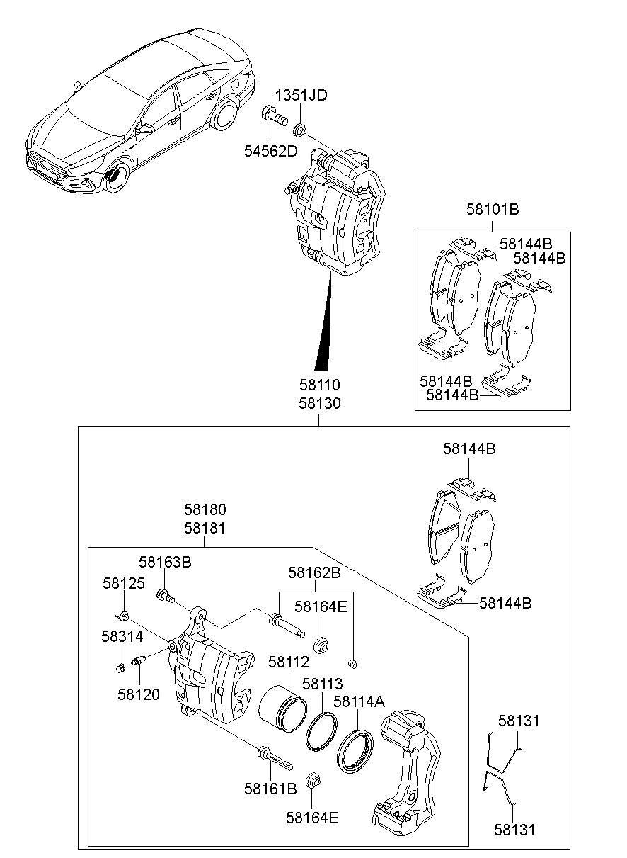58101-D4A10 Pad Kit-Front Disc Brake Hyundai | YoshiParts