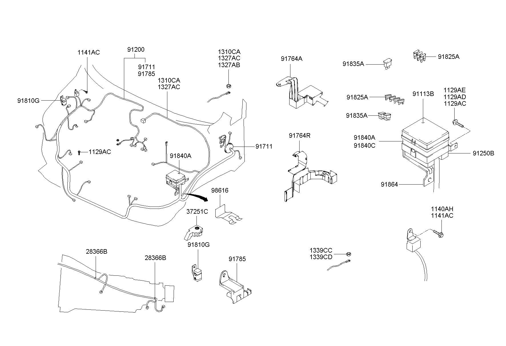 91250-4A360 Wiring Assy-Engine Hyundai | YoshiParts