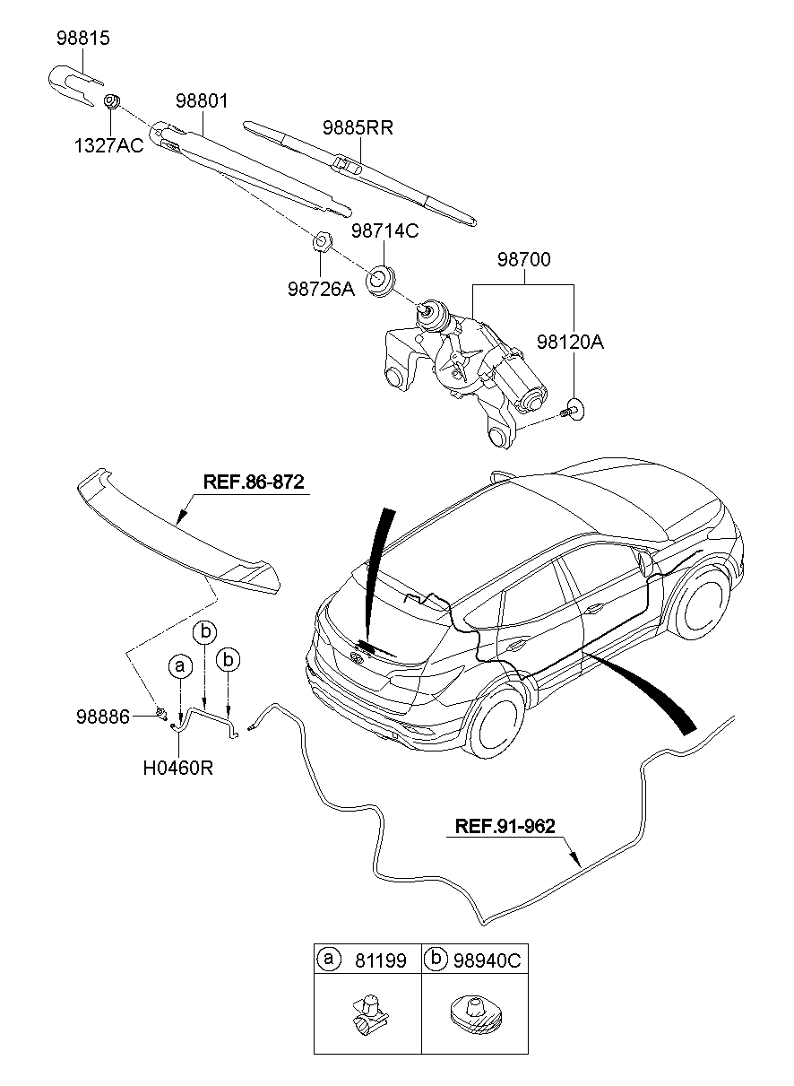 98811-2W000 Arm Assy-Rr Wiper Hyundai | YoshiParts