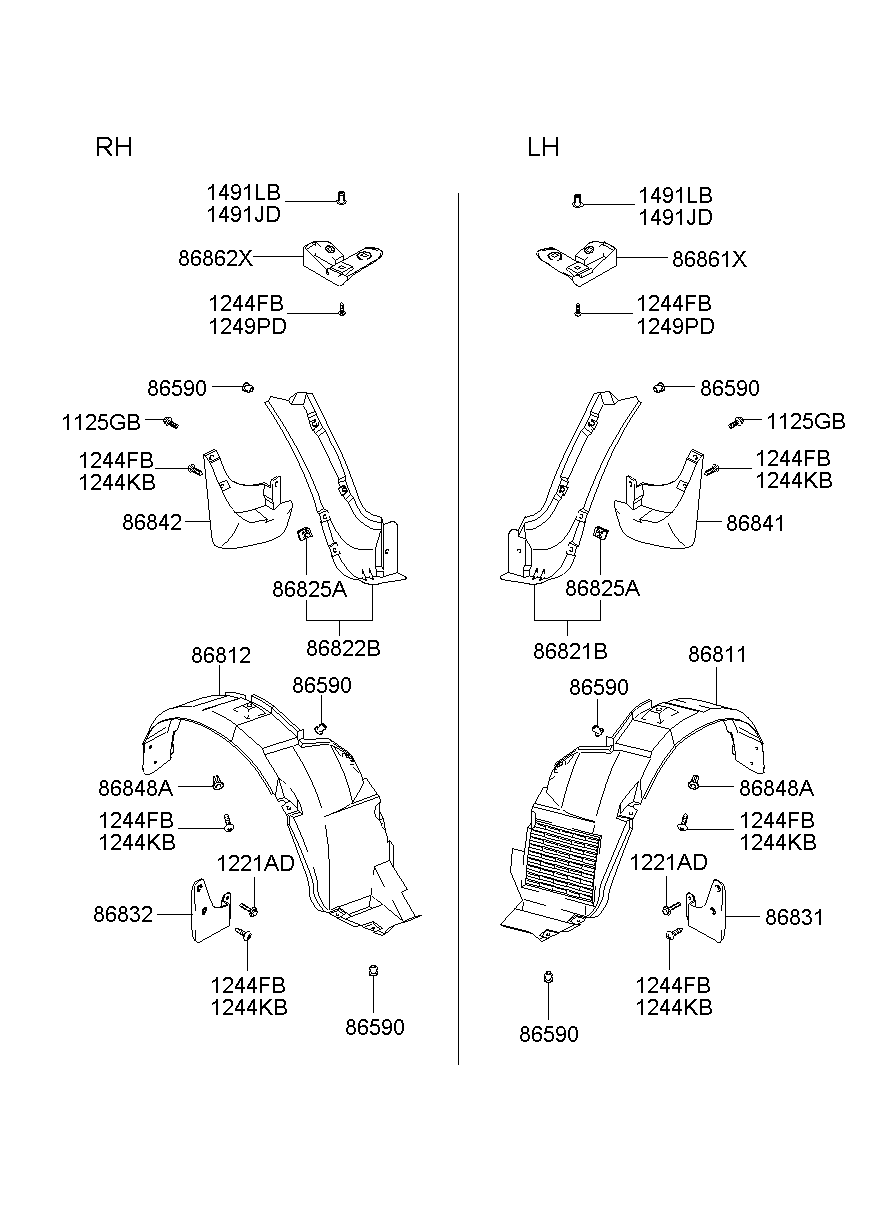 86841-2D500 Guard Assy-Rear Wheel Mud,Lh Hyundai | YoshiParts