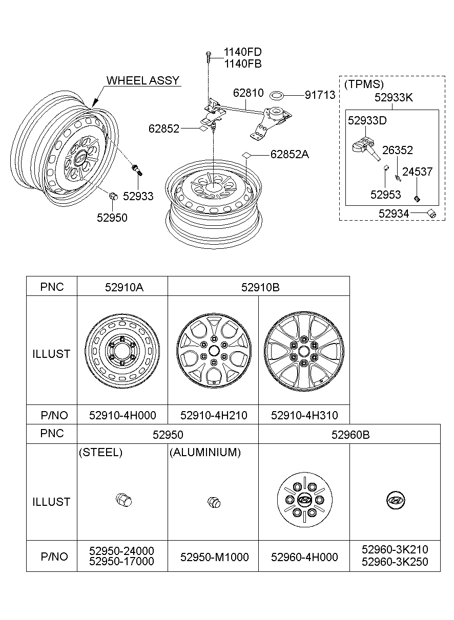 52910-4H210 Wheel Assy-Aluminium Hyundai | YoshiParts