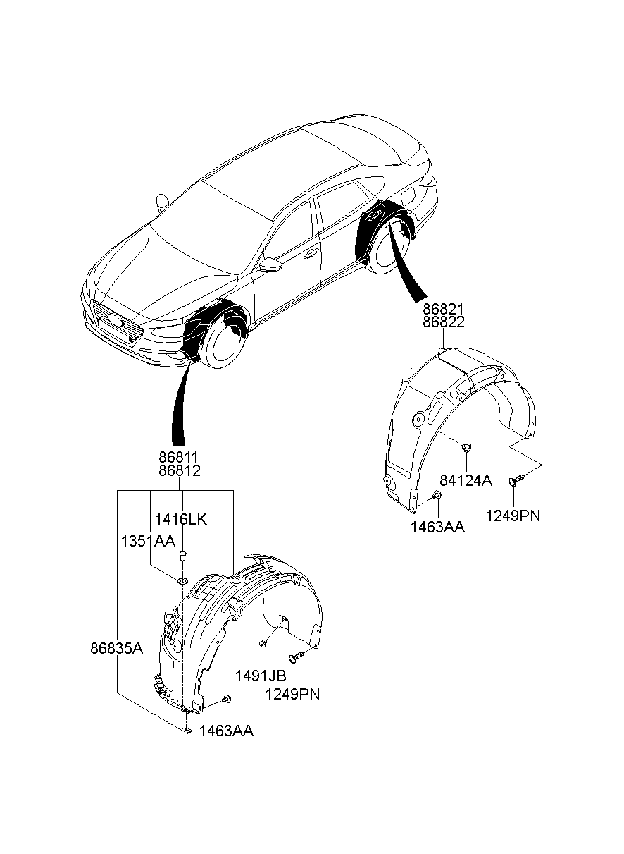 86811-G8000 Guard Assy-Front Wheel,Lh Hyundai | YoshiParts