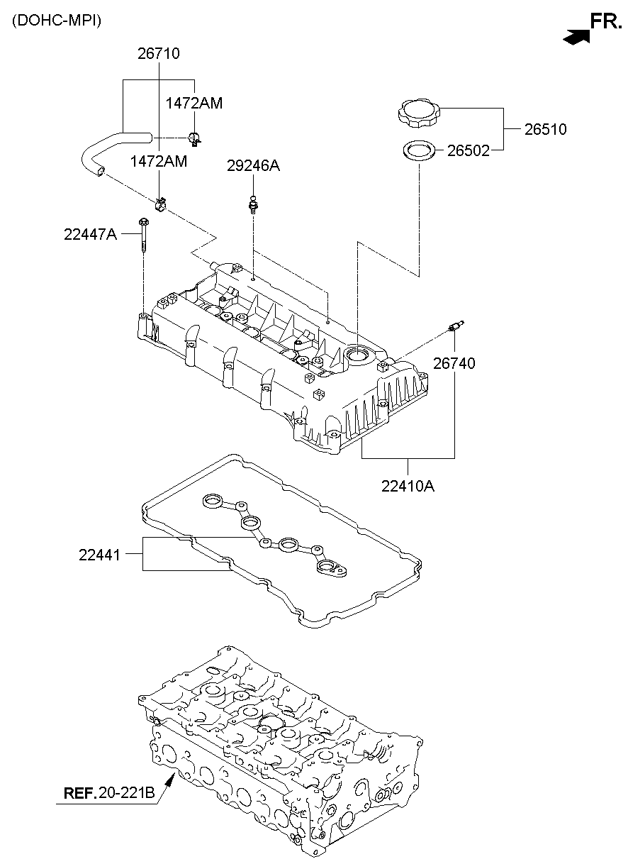 22410-2G710 Cover Assy-Rocker Hyundai | YoshiParts