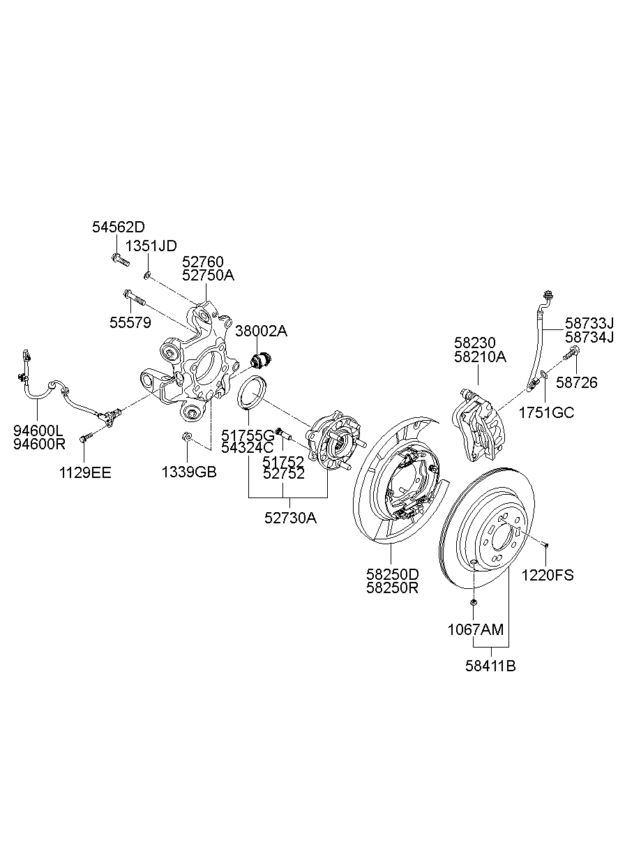 52720-3T000 Carrier Assy-Rear Axle,Rh Hyundai | YoshiParts