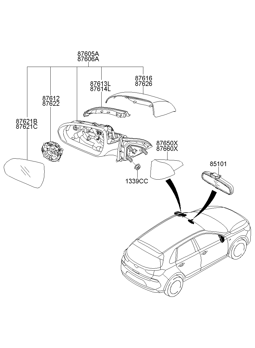 87612-F2000 Actuator Assy-O/S Mir,Lh Hyundai | YoshiParts