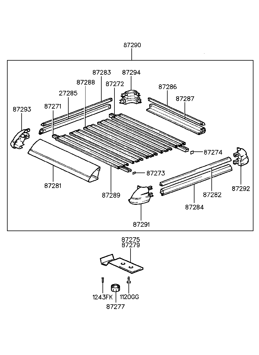 87288-4A300 Plate-Roof Carrier Box,Lwr Hyundai | YoshiParts