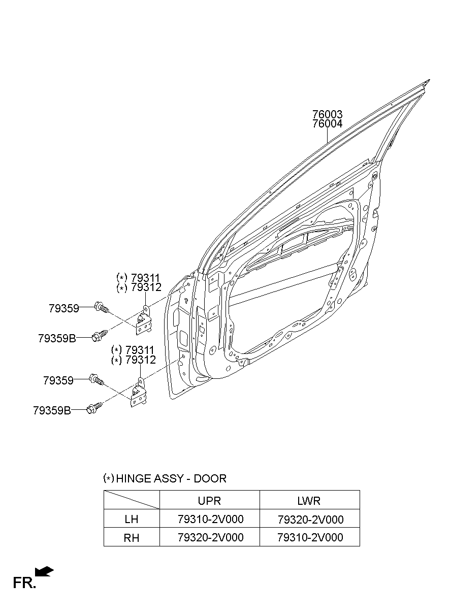 79320-2V000 Hinge Assy-Front Door,Rh Hyundai | YoshiParts