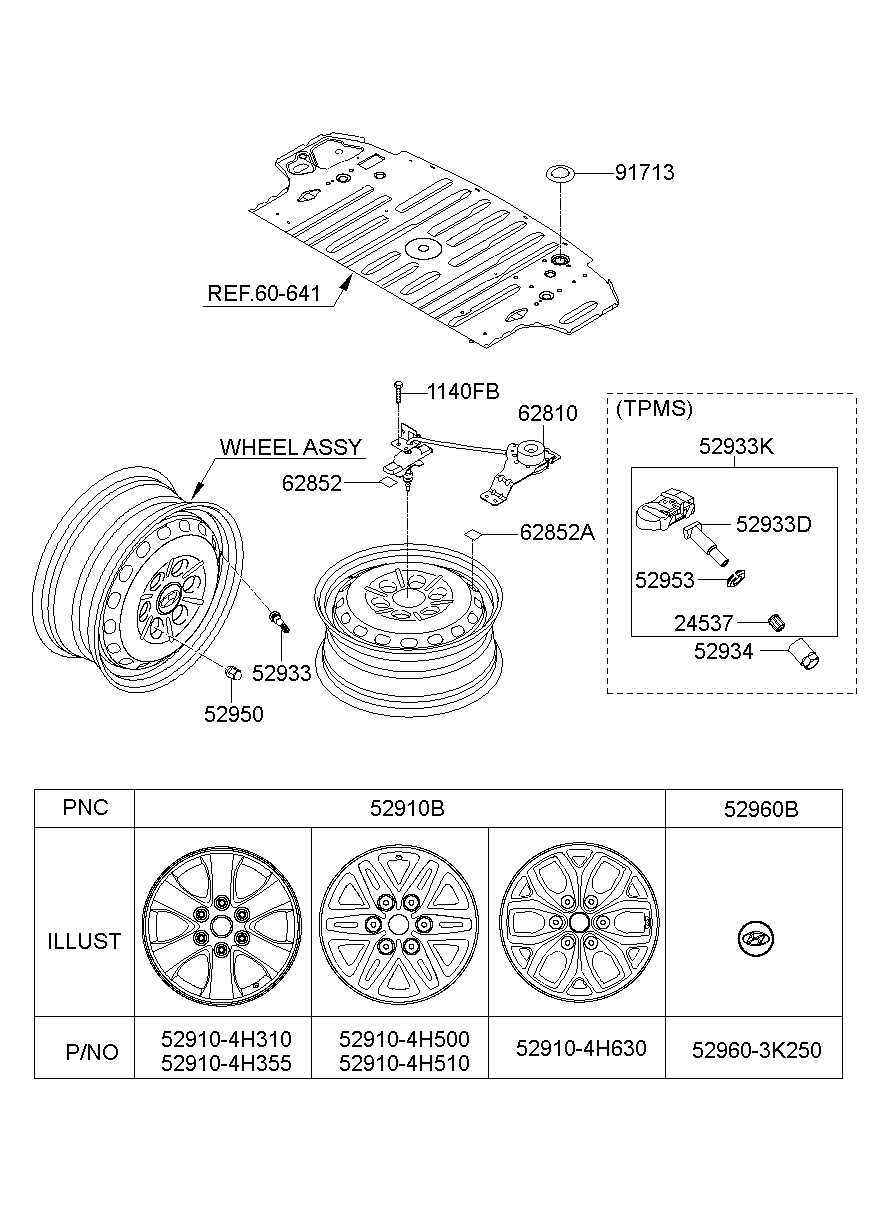 62800-4H100 Carrier Assy-Spare Wheel Hyundai | YoshiParts
