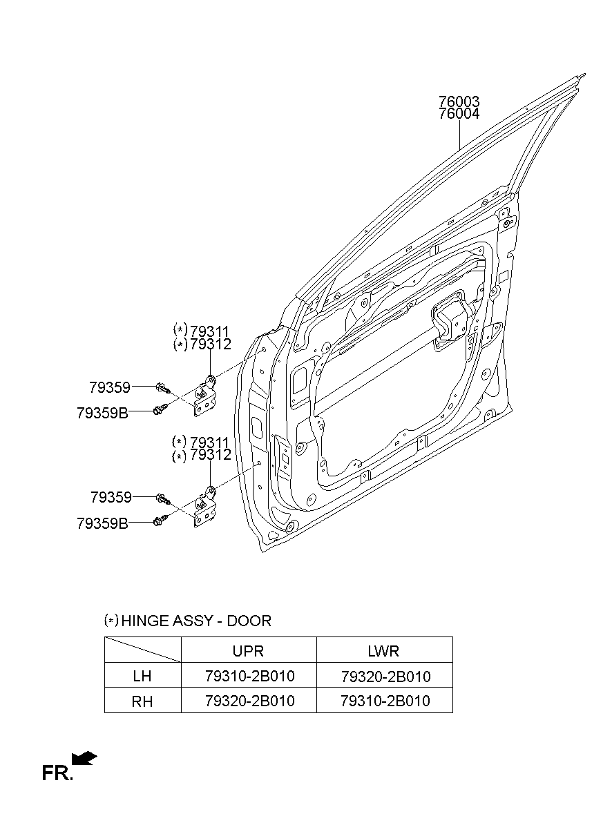 79320-2B010 Hinge Assy-Front Door,Rh Hyundai | YoshiParts