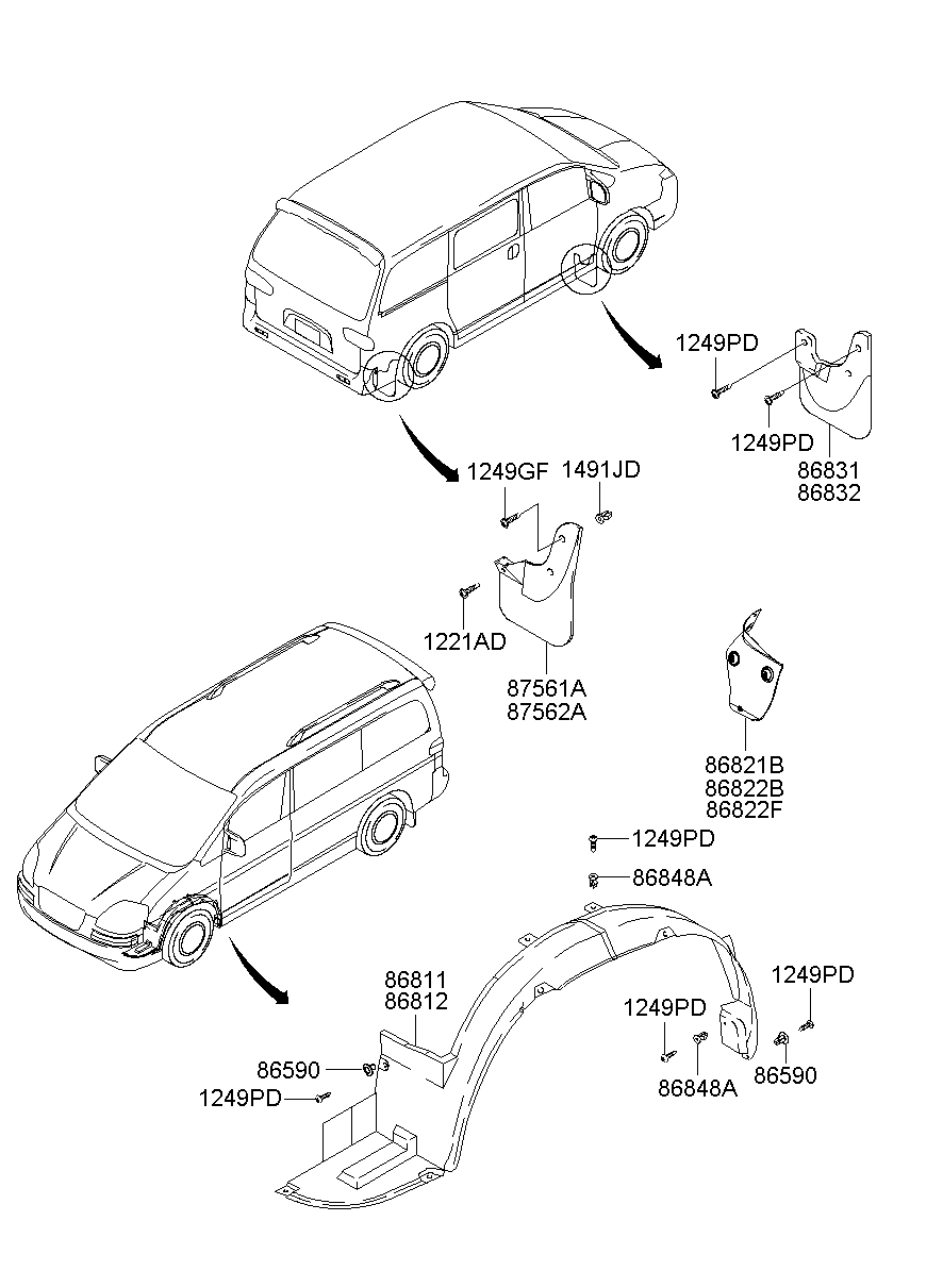 86821-4A700 Guard Assy-Rear Wheel,Lh Hyundai | YoshiParts