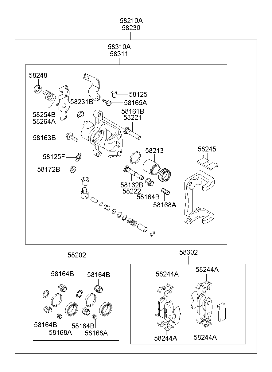 58311-2CA31 Caliper Kit-Rr Brake,Rh Hyundai | YoshiParts