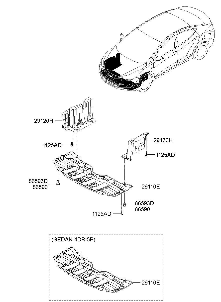 29110-3X700 Cover-Engine Under Frt Hyundai | YoshiParts