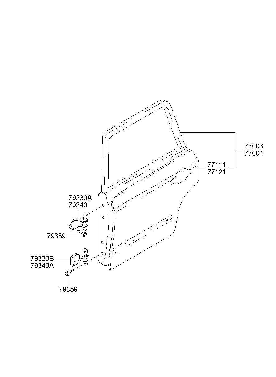 77020-H1500 Panel Assy-Rear Door,Rh Hyundai | YoshiParts