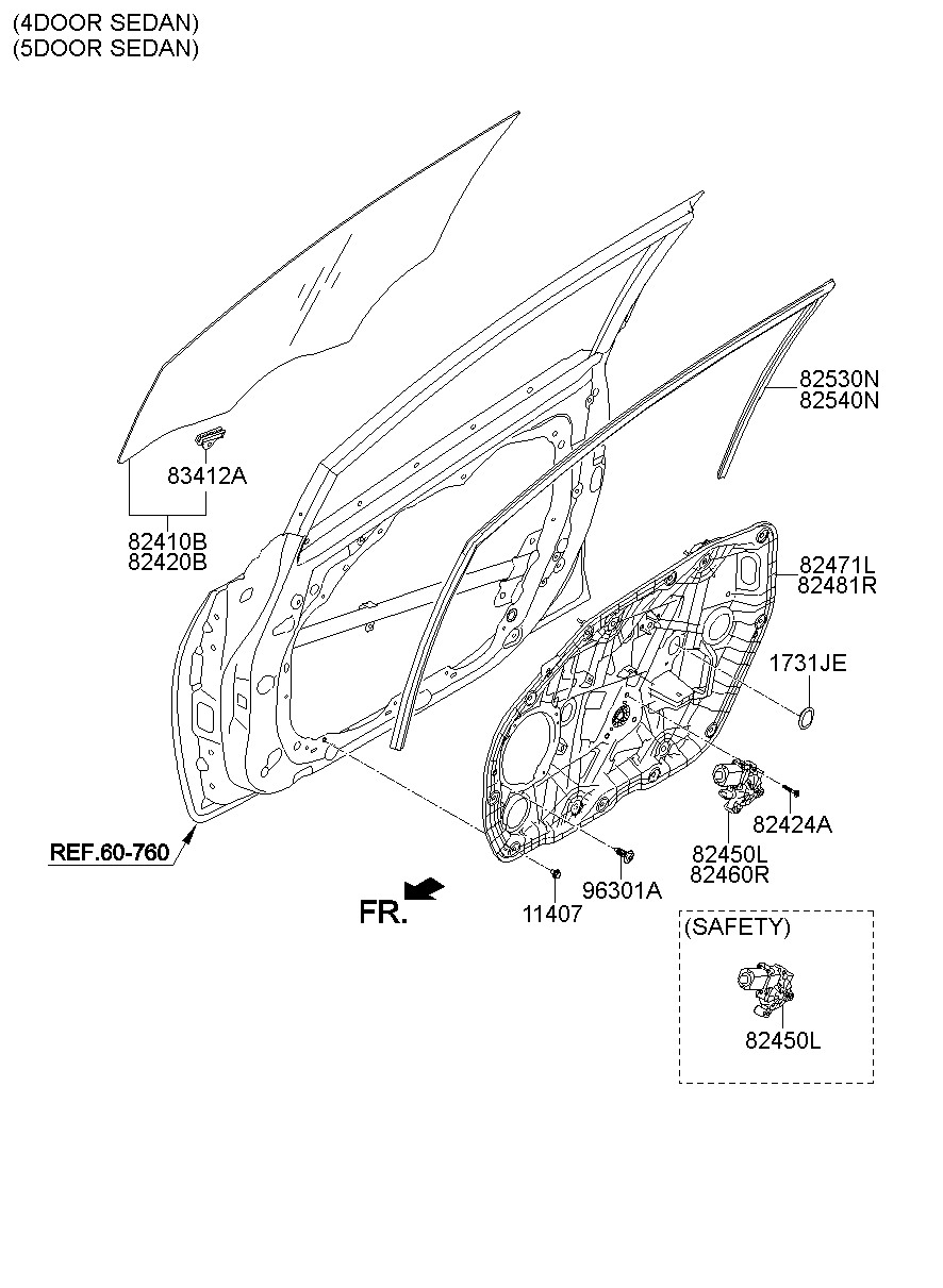 82530-A7000 Run Assy-Fr Dr Wdo Glass Lh Kia | YoshiParts