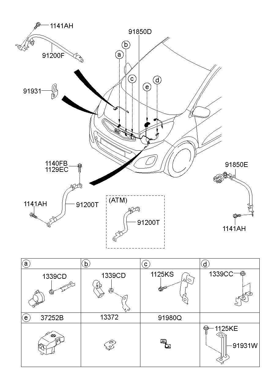 91860-1Y000 Wiring Assy-Battery Neg Kia | YoshiParts