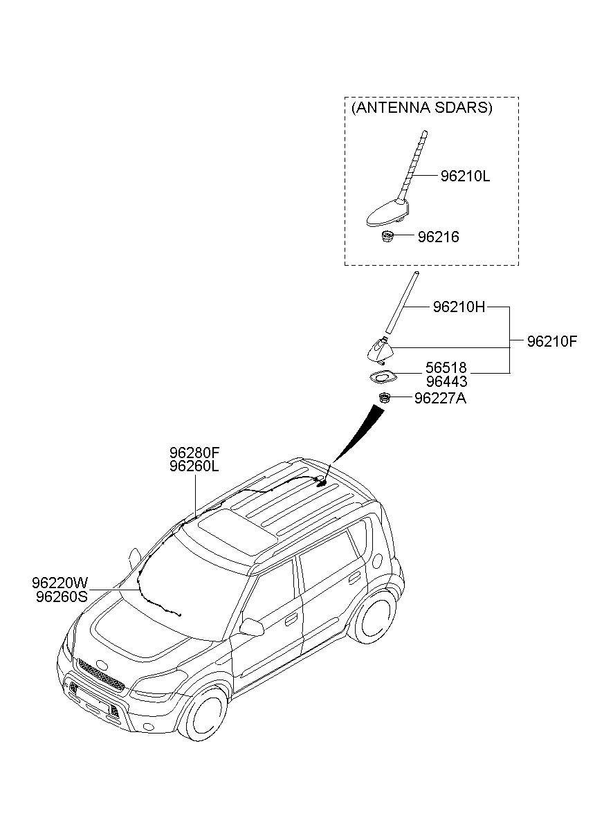96201-1M000 Pole-Roof Antenna Kia | YoshiParts