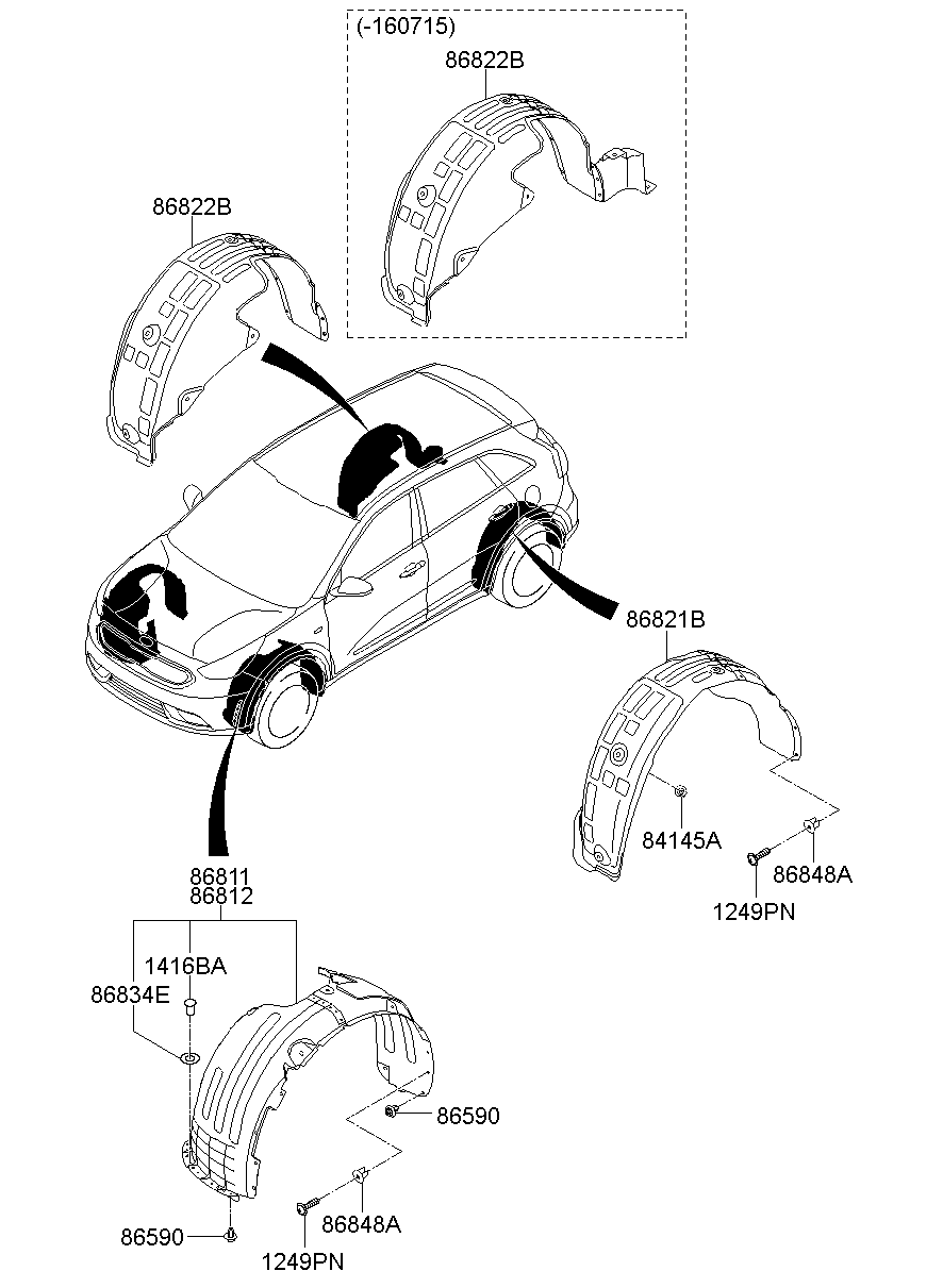 86822-G5001 Guard Assy-Rear Wheel,Rh Kia | YoshiParts