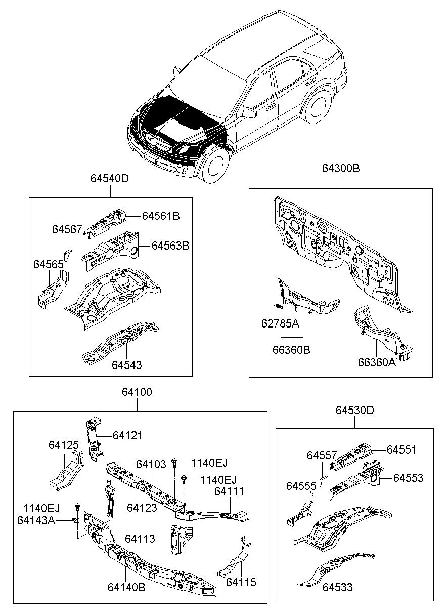 64555-3E000 Reinf Assy-Frt Whl Apron No.1, Kia | YoshiParts