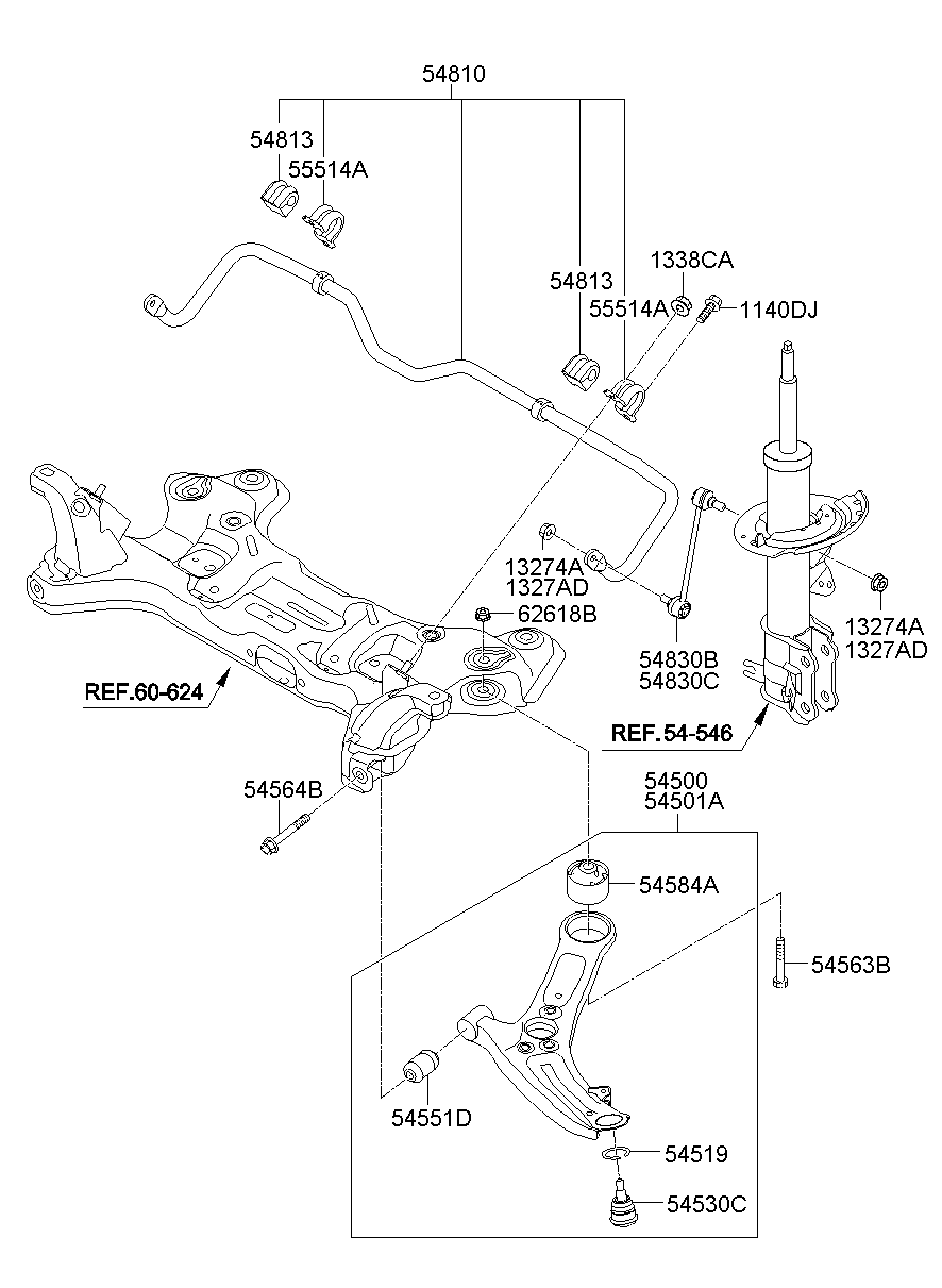 54584-1J000 Bush-Fr Lwr Arm(G) Kia | YoshiParts