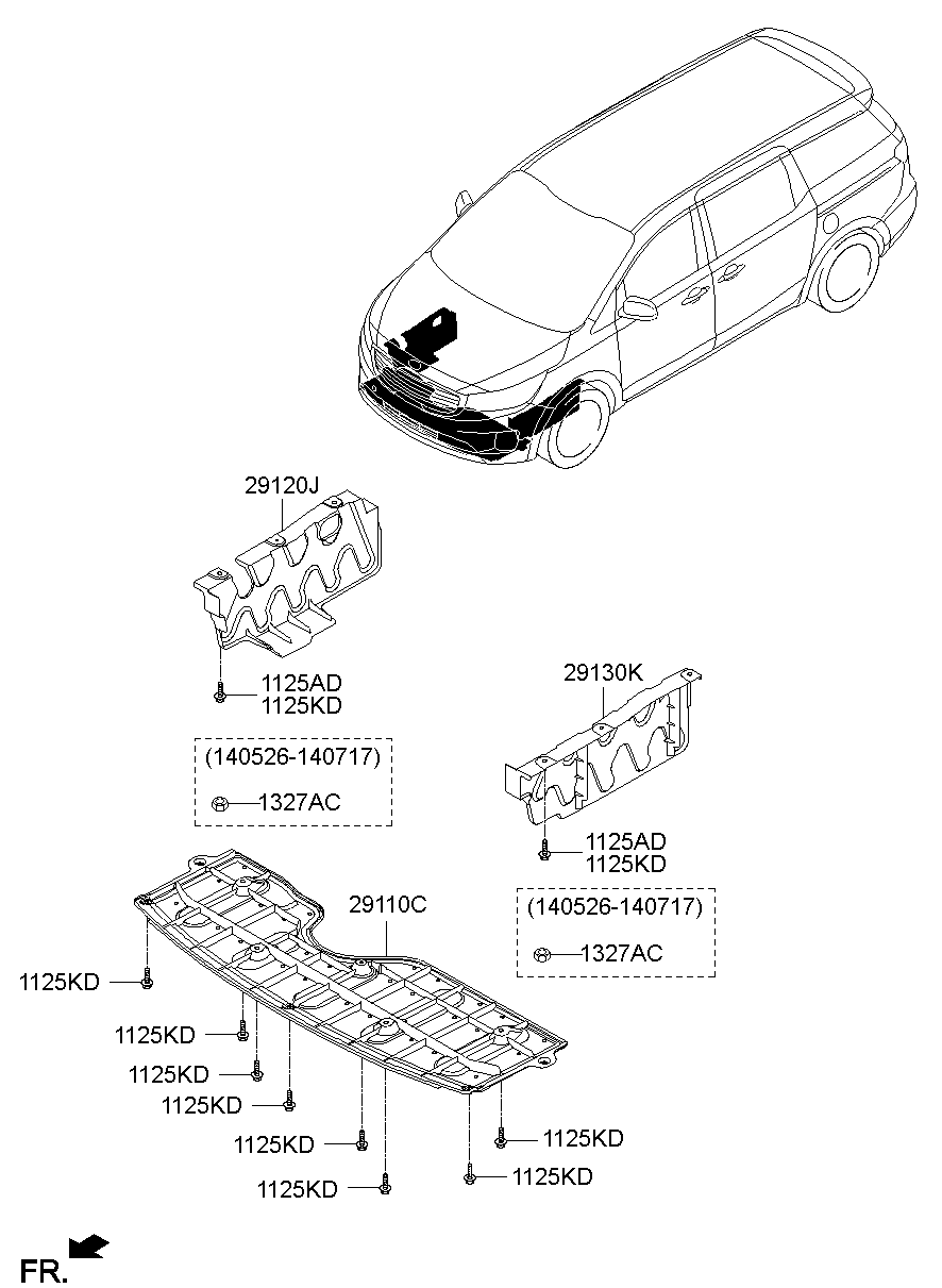 29110-A9000 Panel Assy-Under Cover Kia | YoshiParts