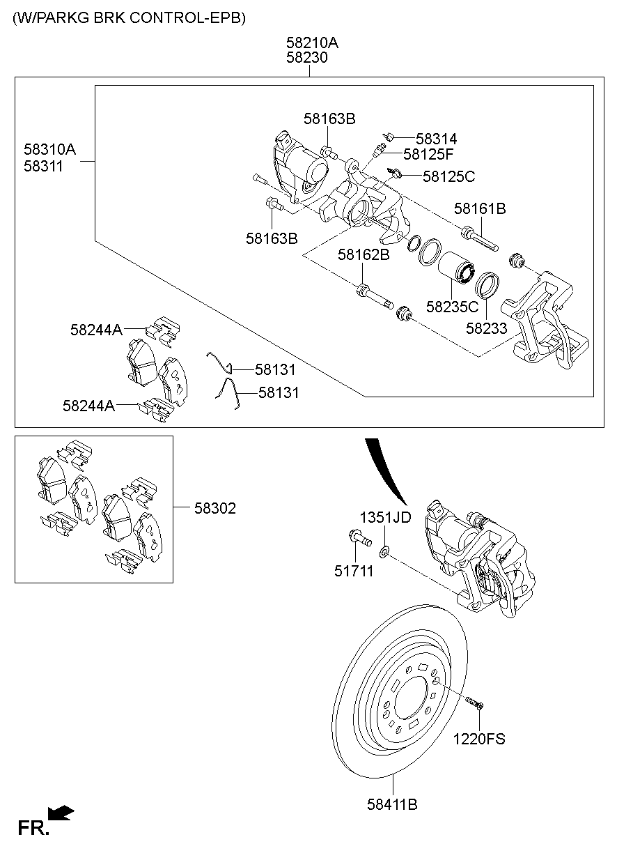 58302-D3A00 Pad Kit-Rear Disc Brake Kia | YoshiParts