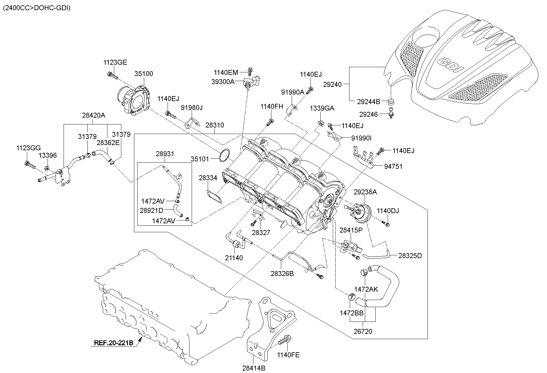 28313-2G700 Gasket-Intake Manifold Kia | YoshiParts