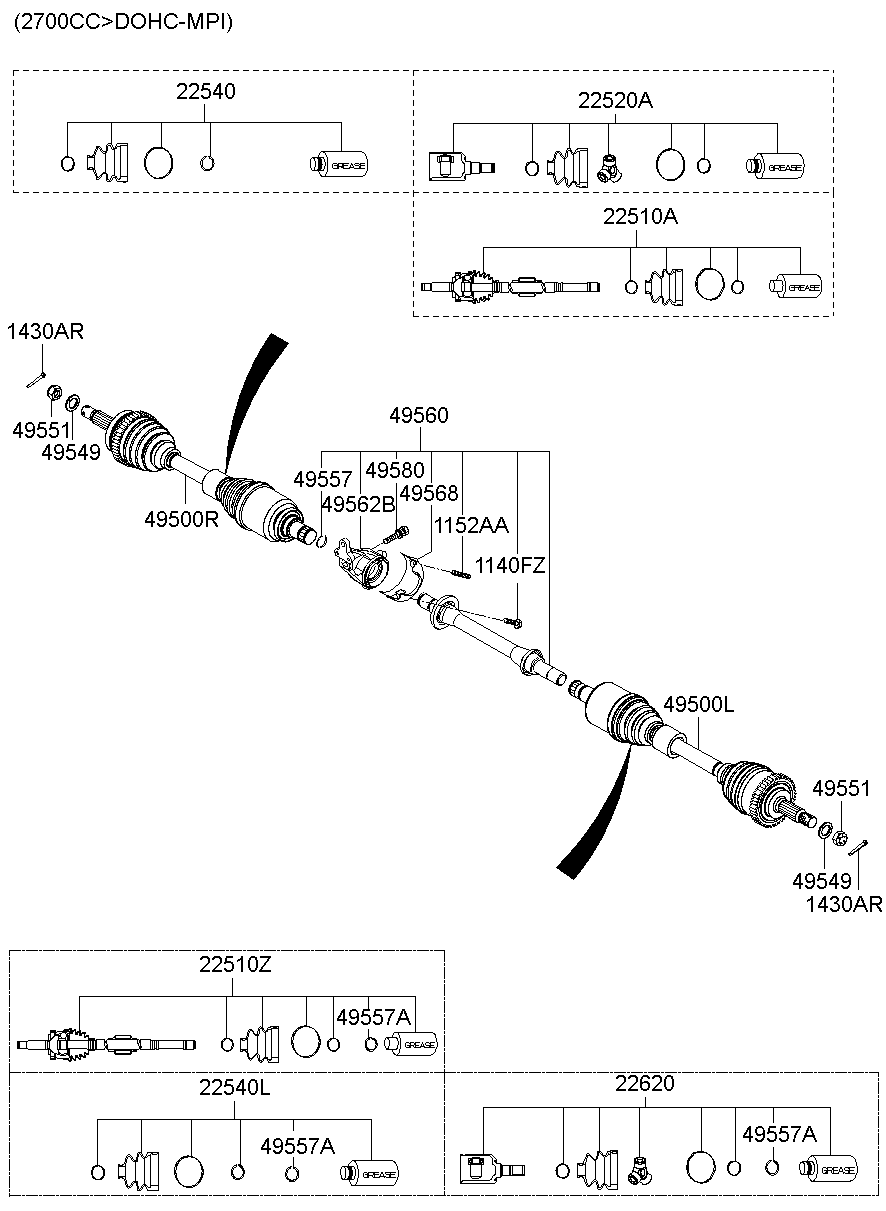 49500-3F030 Shaft Assy-Drive,Rh Kia | YoshiParts