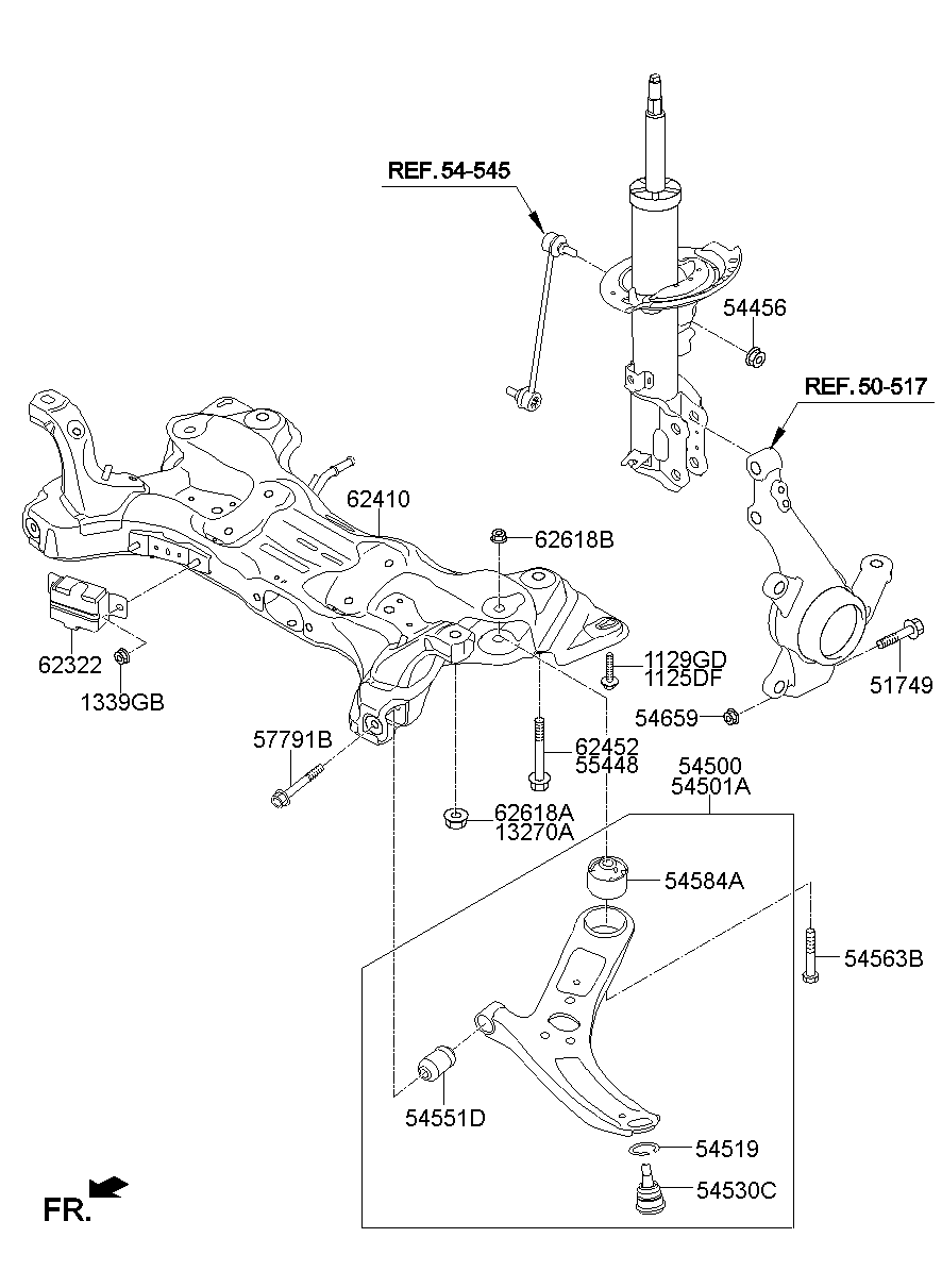 54501-1W000 Arm Complete-Fr Lwr,Rh Kia | YoshiParts