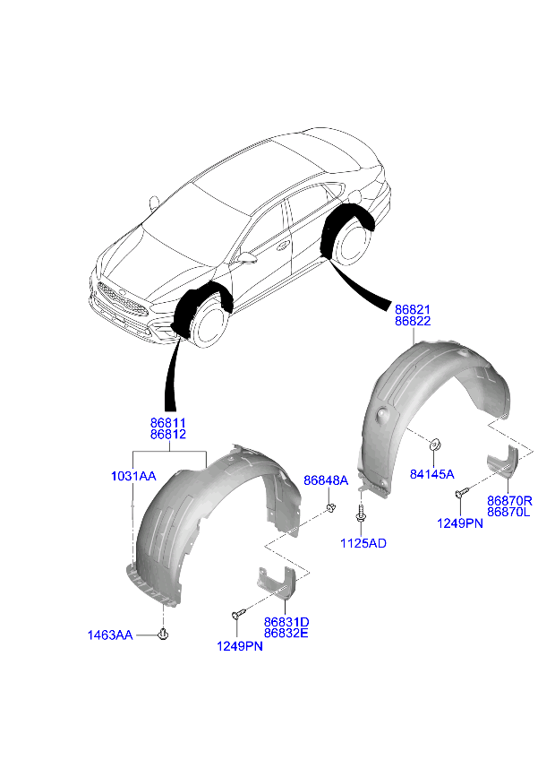 86811-M6000 Guard Assy-Front Wheel,Lh Kia | YoshiParts