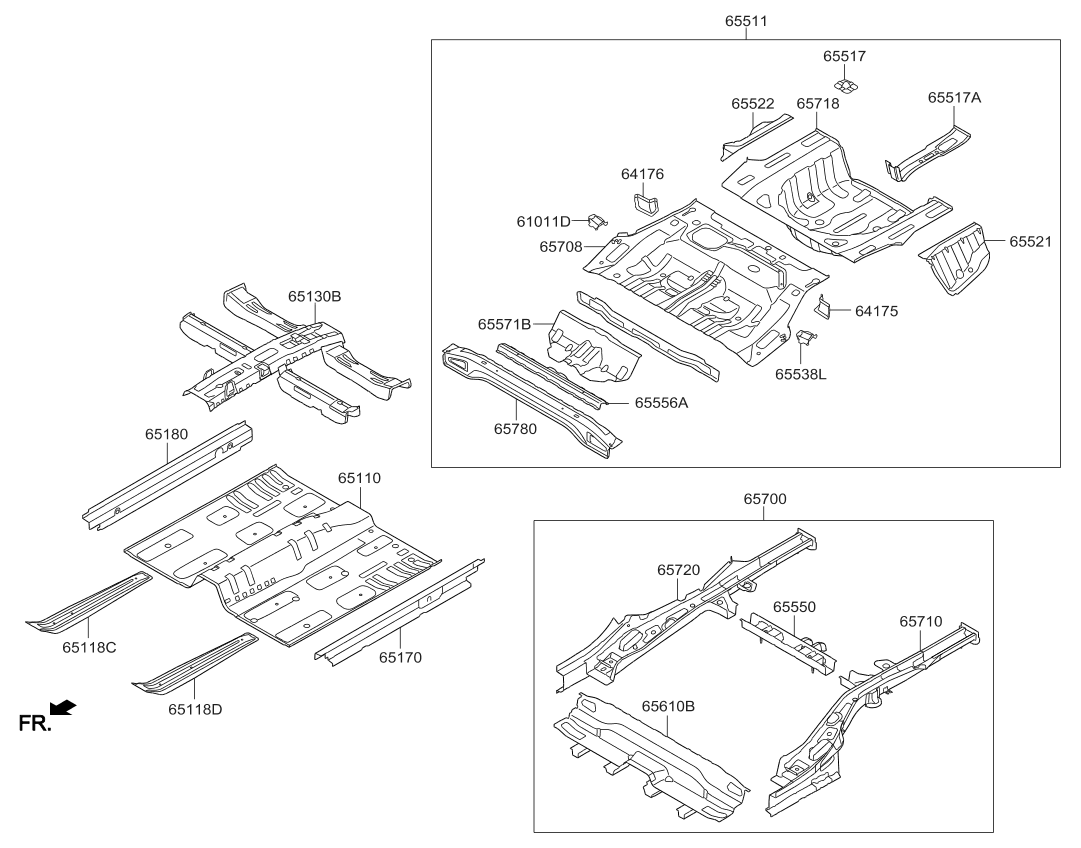 65513-3R000 Panel Assy-Rear Floor,Rr Kia | YoshiParts