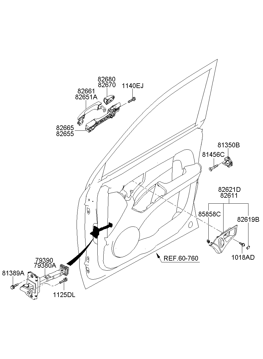 79390-1F000 Checker Assy-Front Door,Rh Kia | YoshiParts