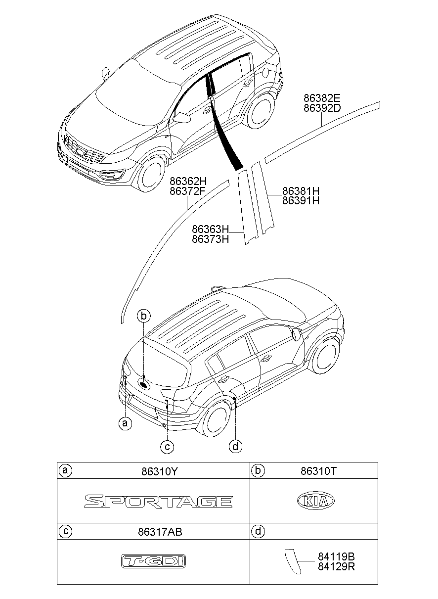 86392-3W000 Black Tape-Rr Dr Frame Upr,Rh Kia | YoshiParts