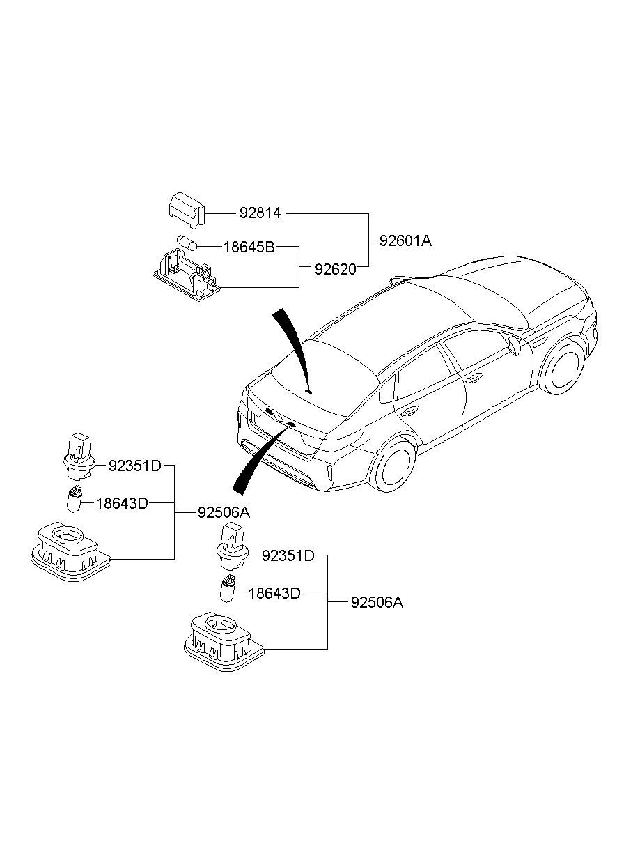 92501-D4000 Lamp Assy-License Plate Kia | YoshiParts