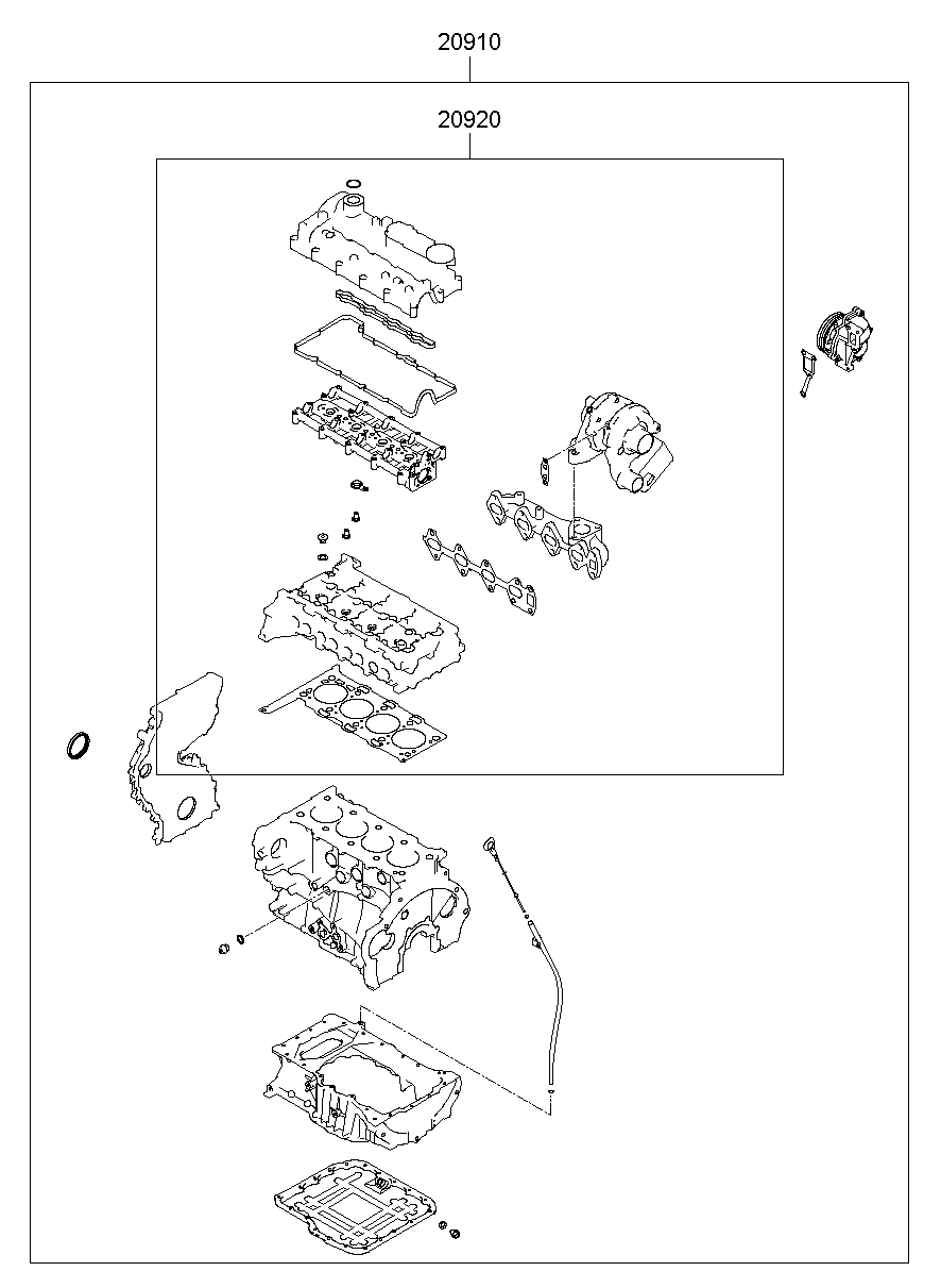 20910-2FU01 Gasket Kit-Engine Overhaul Kia | YoshiParts