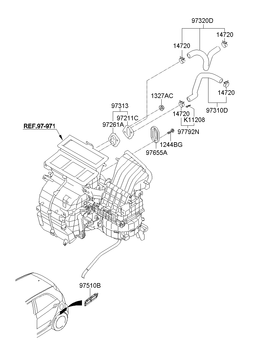 97311-1Y000 Hose Assy-Water Inlet Kia | YoshiParts