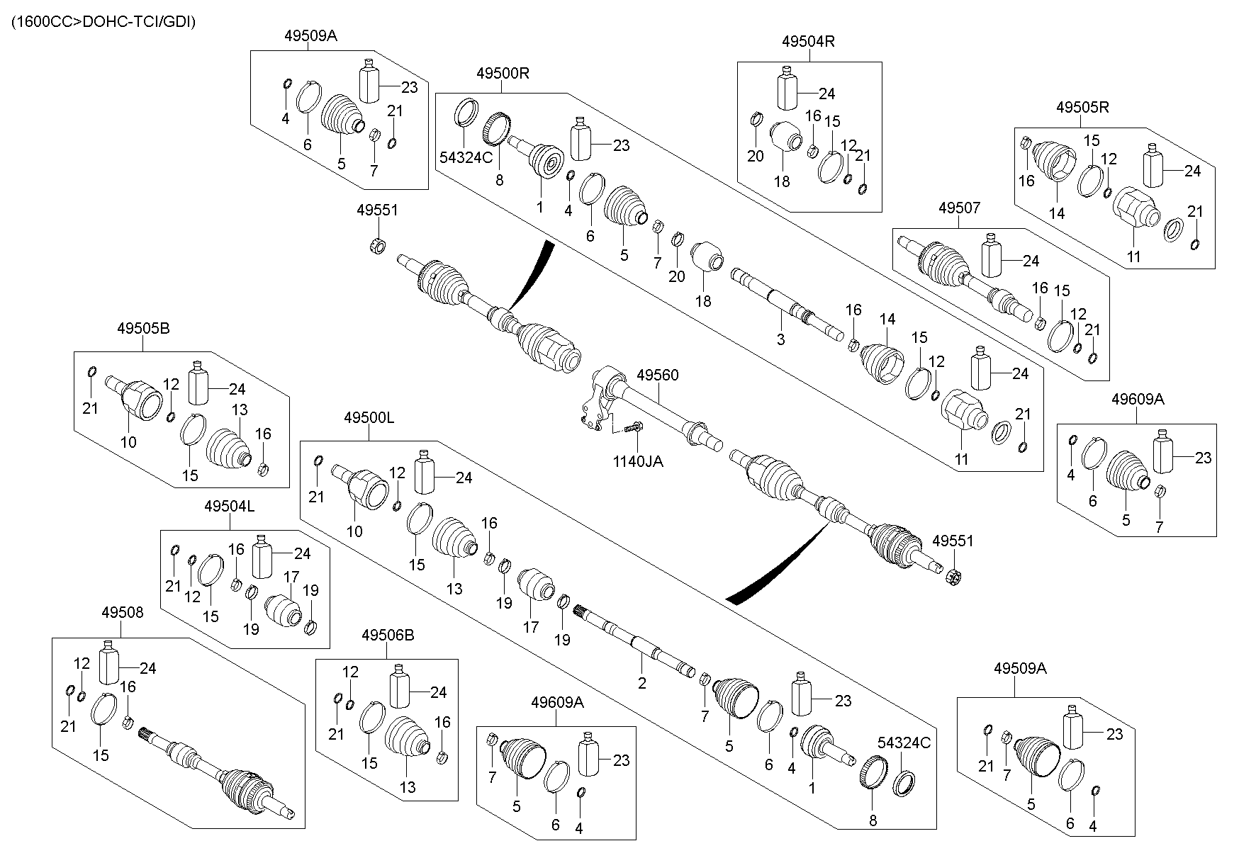 49501-A7100 Shaft Assy-Drive,Rh Kia | YoshiParts