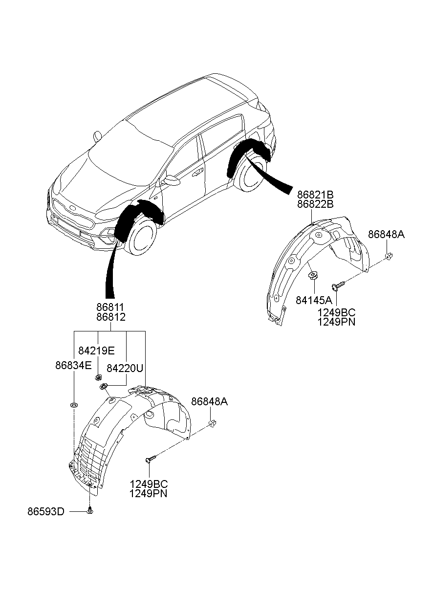 86822-D9500 Guard Assy-Rear Wheel,Rh Kia | YoshiParts