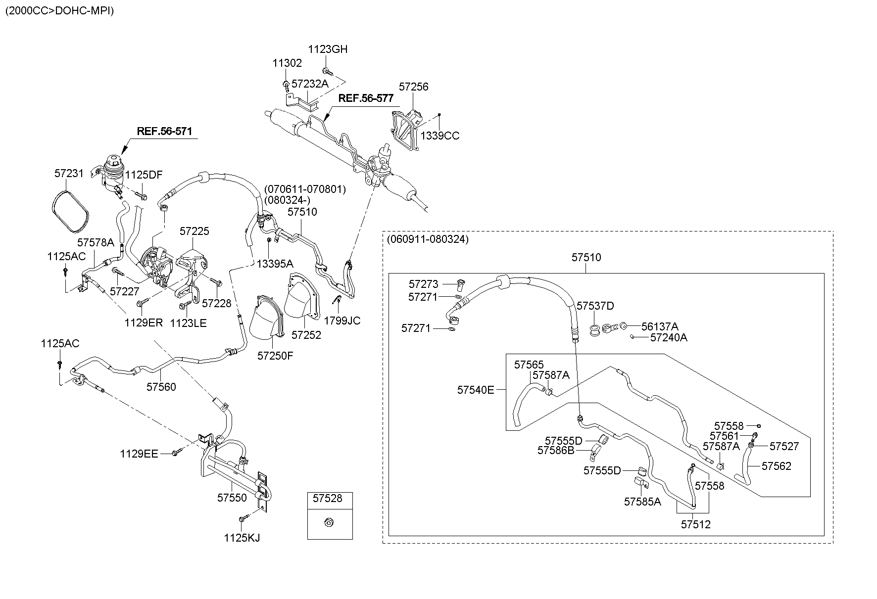57510-1F050 Hose Assy-Power Steering Oil Pressure Kia | YoshiParts