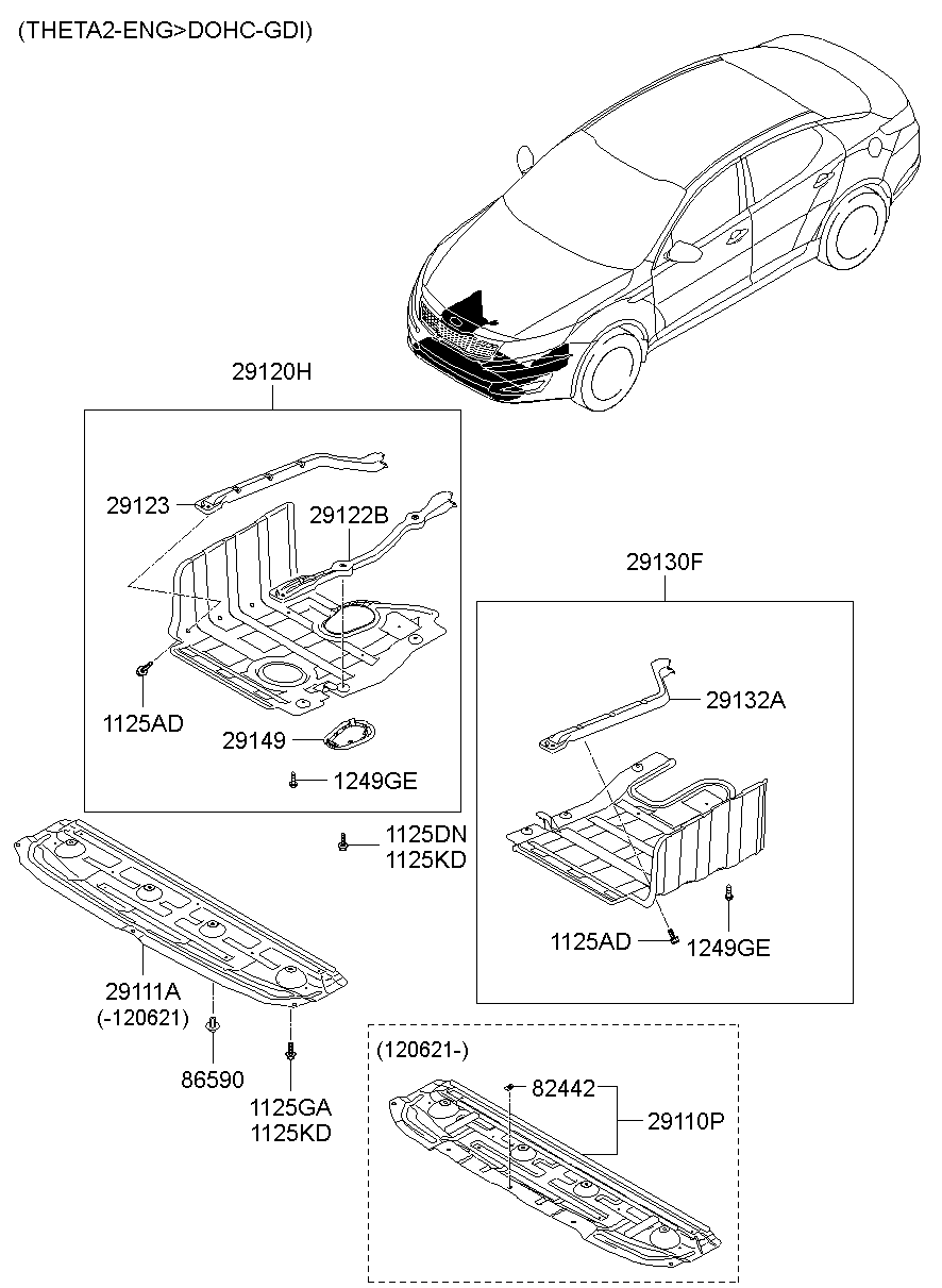 29110-2T000 Panel-Under Cover Front Kia | YoshiParts