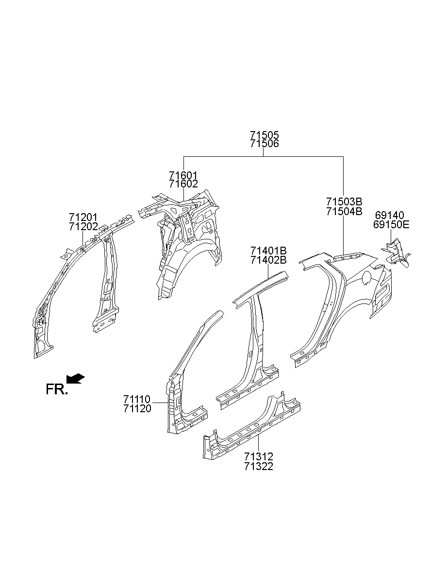 71504-2TC00 Panel Assy-Quarter Outer,Rh Kia | YoshiParts