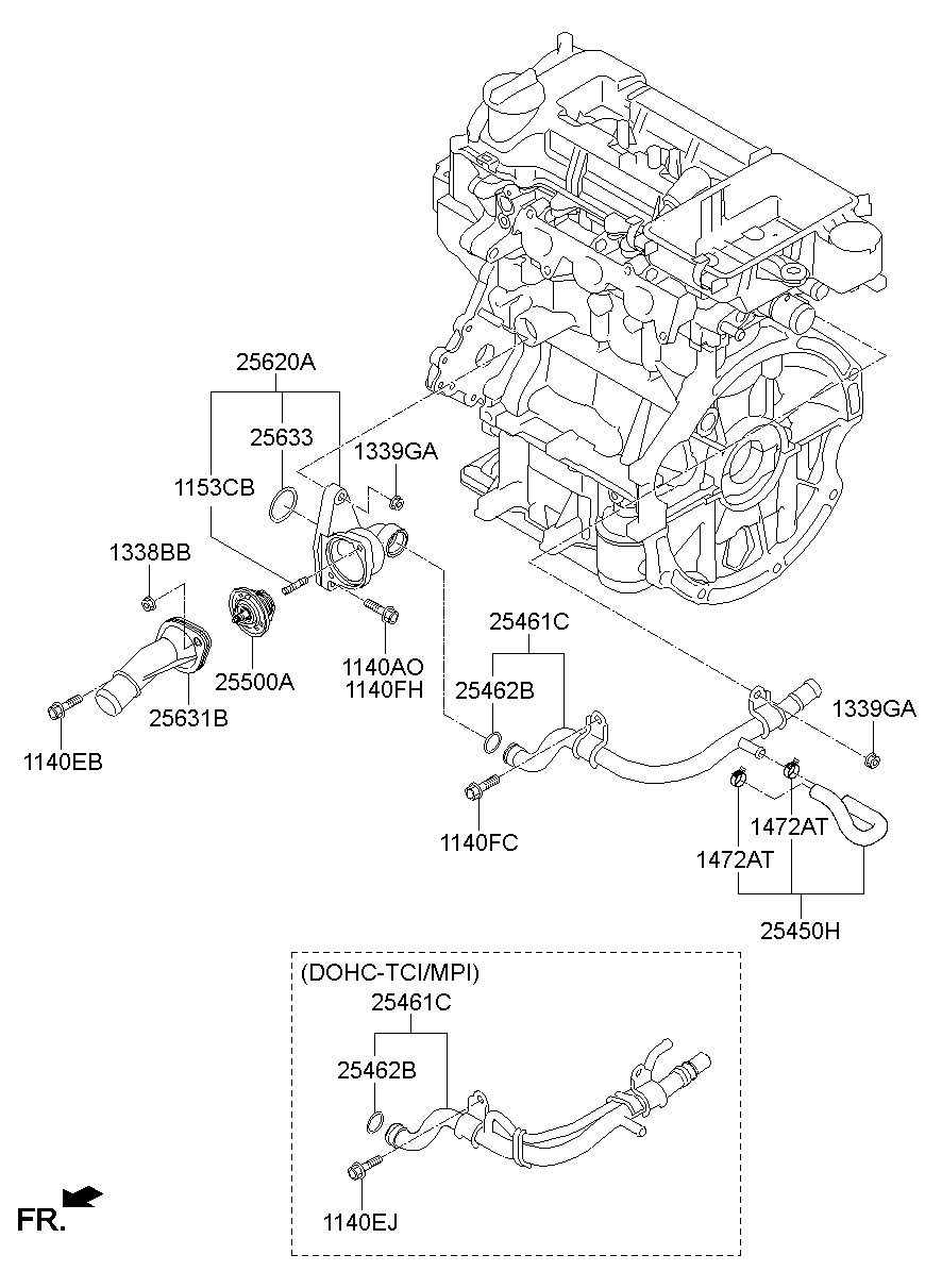 25631-2B050 Fitting-Coolant Inlet Kia | YoshiParts
