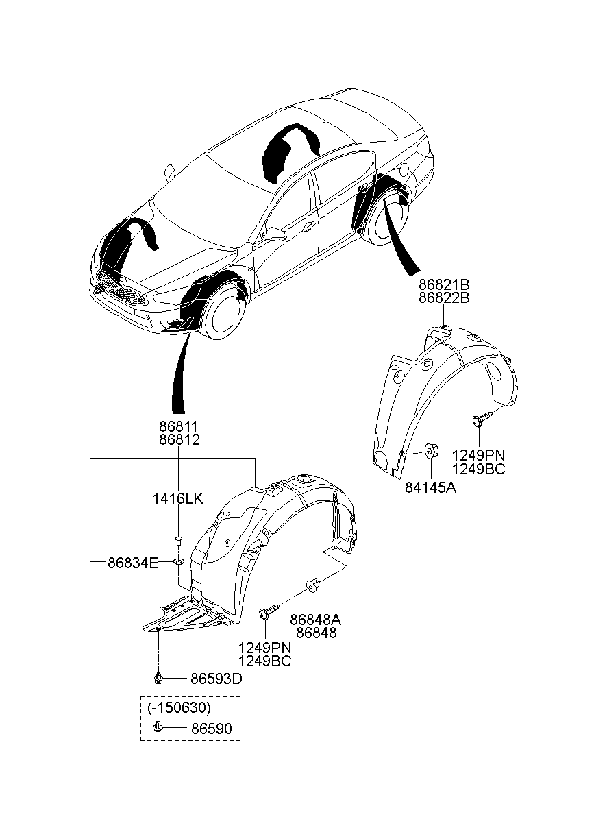 86822-3R500 Guard Assy-Rear Wheel,Rh Kia | YoshiParts