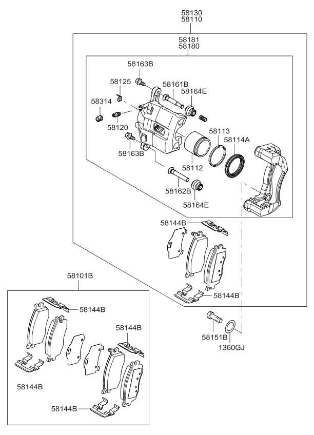 58101-1GE00 Pad Kit-Front Disc Brake Kia | YoshiParts